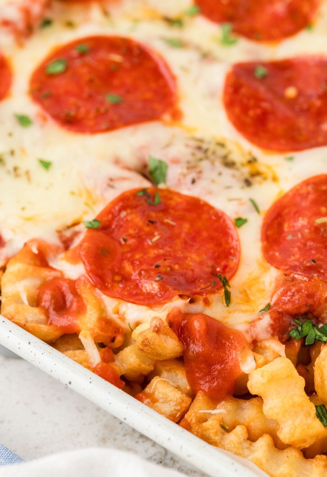 Cheesy Pepperoni Pizza Fries - Happy Family Recipes